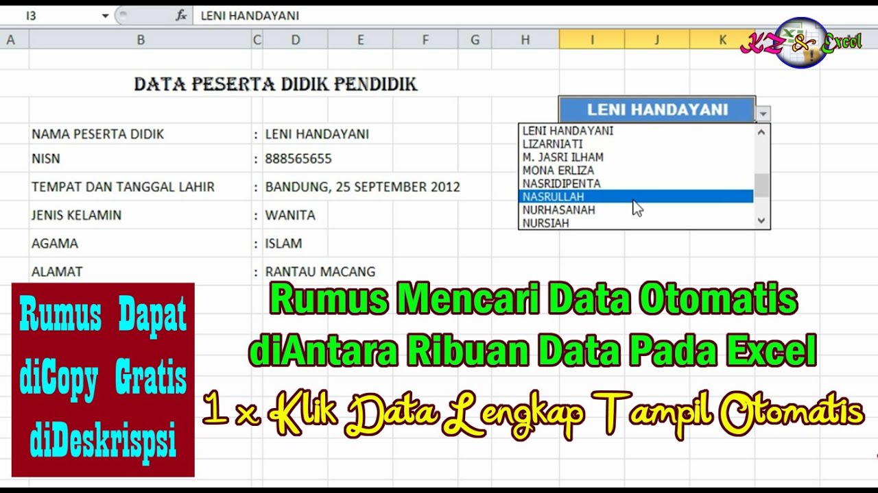 Cara Membuat Pencarian Otomatis Diantara Ribuan Data Pada Excel Copy