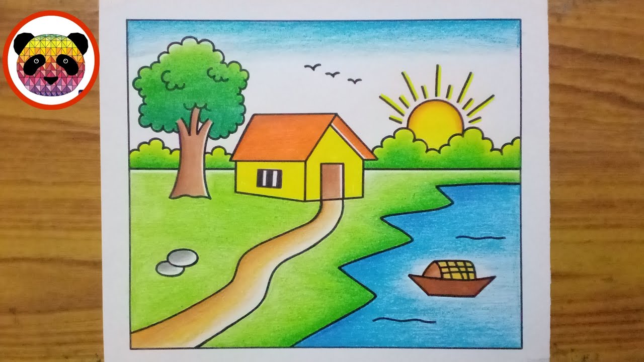 How To Draw A Beautiful Landscape Very Easy Step By Step Landscape