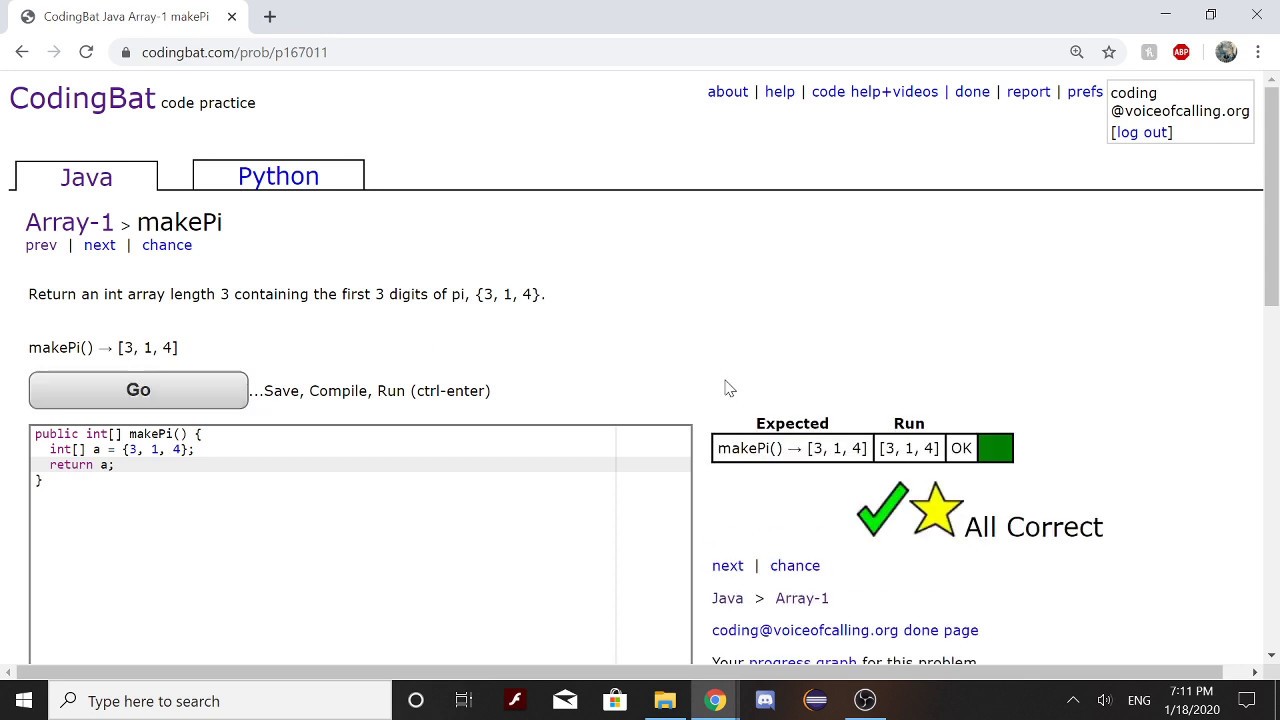 Array 1 Makepi Java Tutorial Codingbat Youtube