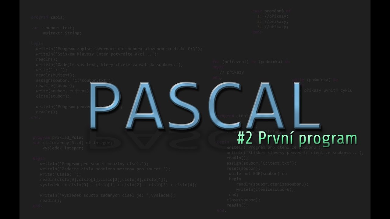 Pascal Tutorial První Program 2 Youtube