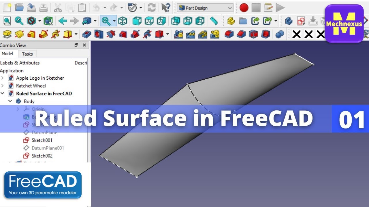 How To Create Ruled Surface In Freecad Freecad Surface Freecad