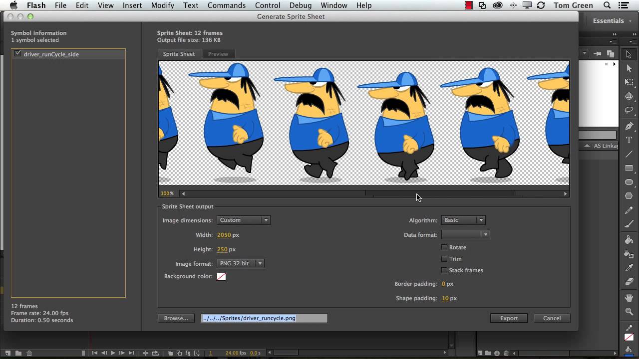 Flash To Edge Animate Part 1 Create A Sprite Sheet Adobe Education
