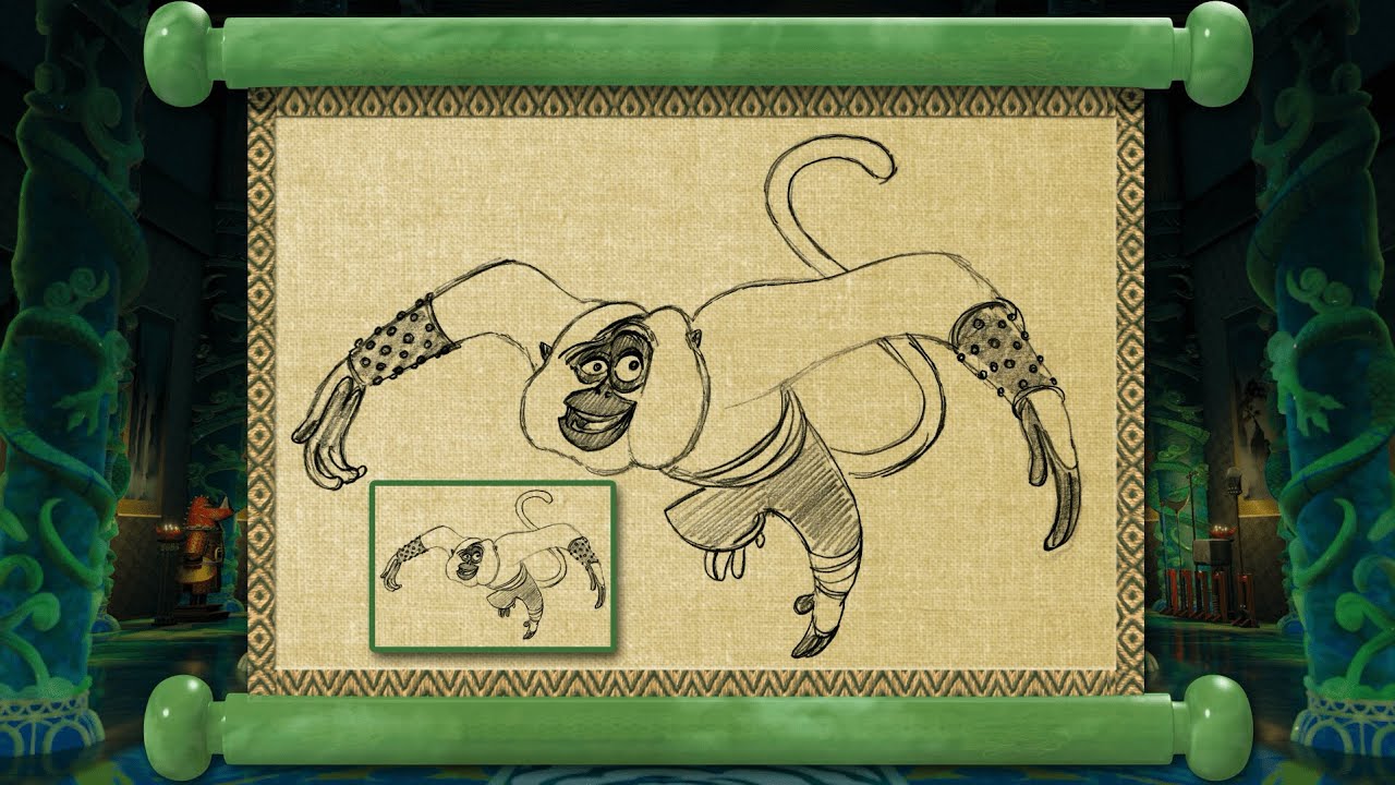 Learn To Draw Monkey Kung Fu Panda 2008 Extra Feature Youtube