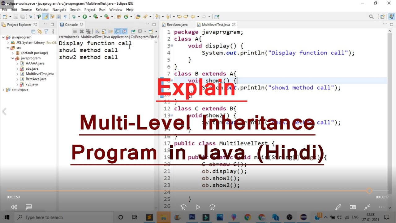 Multilevel Inheritance Example Program In Java Learn Coding 42