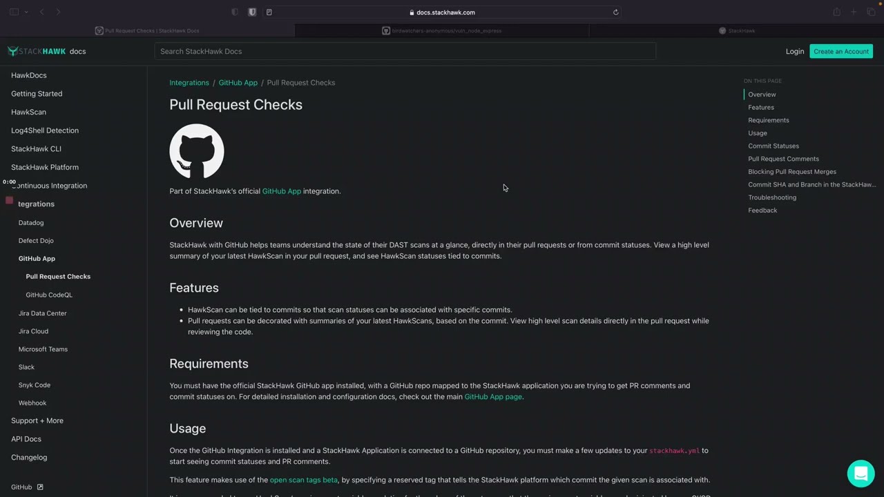 Github Pull Request Checks With Stackhawk Youtube