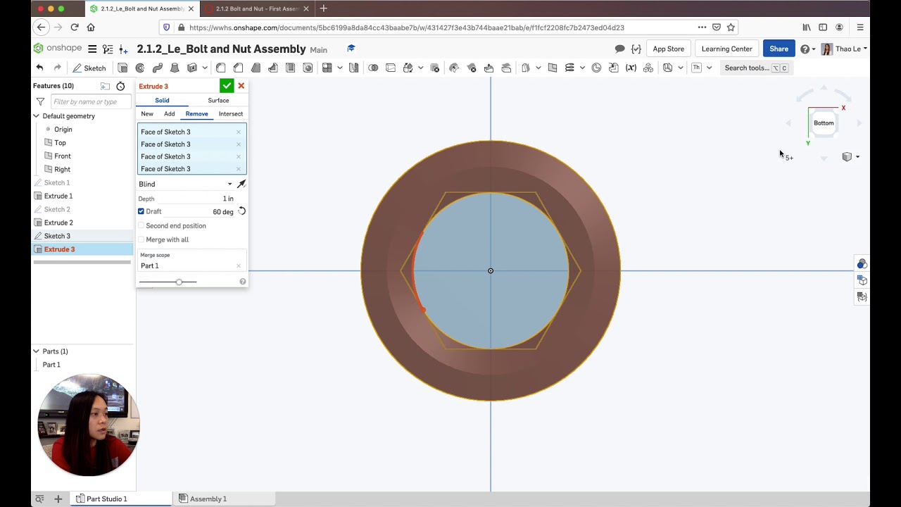 How To Create Bolt And Nut For 3d Printing Part 1 Onshape Youtube