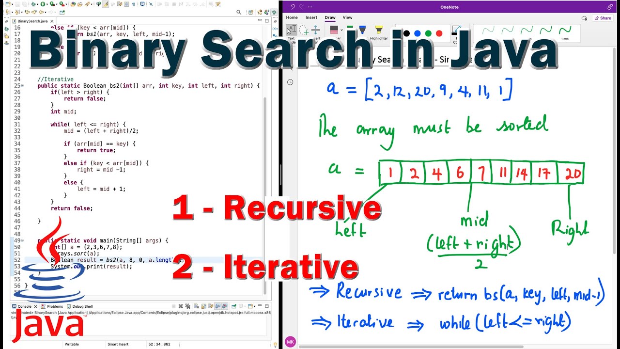 Binary Search Explained Recursive And Iterative With Java