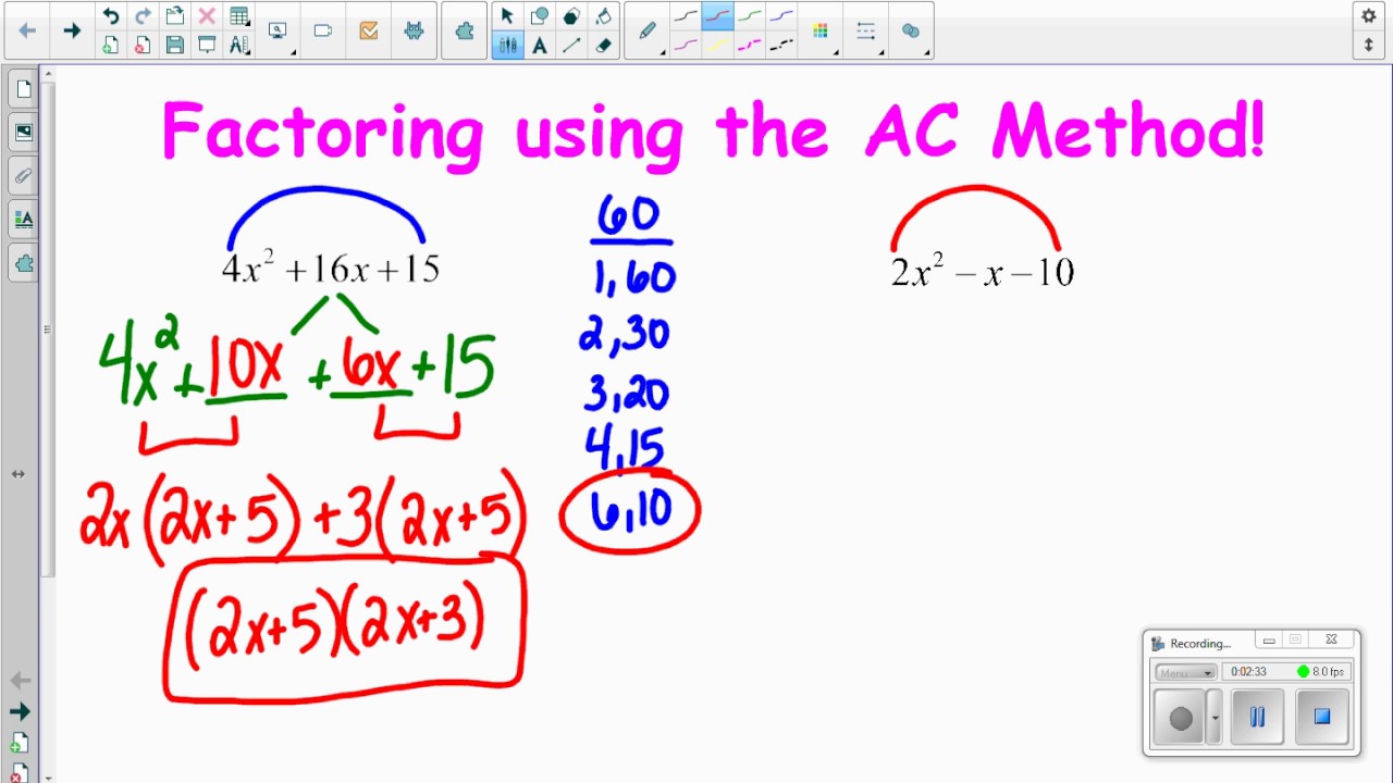 Factoring Using The Ac Method Youtube