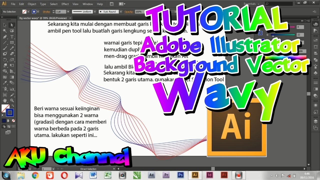 Tutorial Adobe Illustrator Background Vector Wavy Youtube