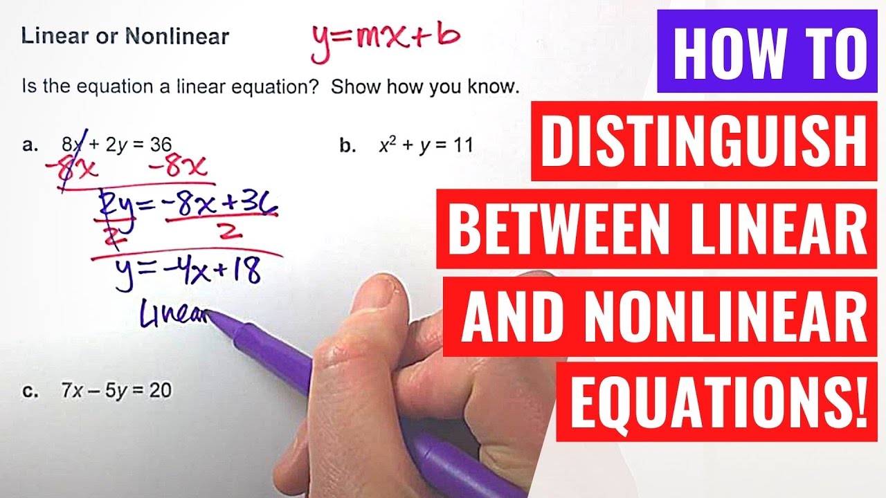 Identifying Linear And Nonlinear Equations Youtube