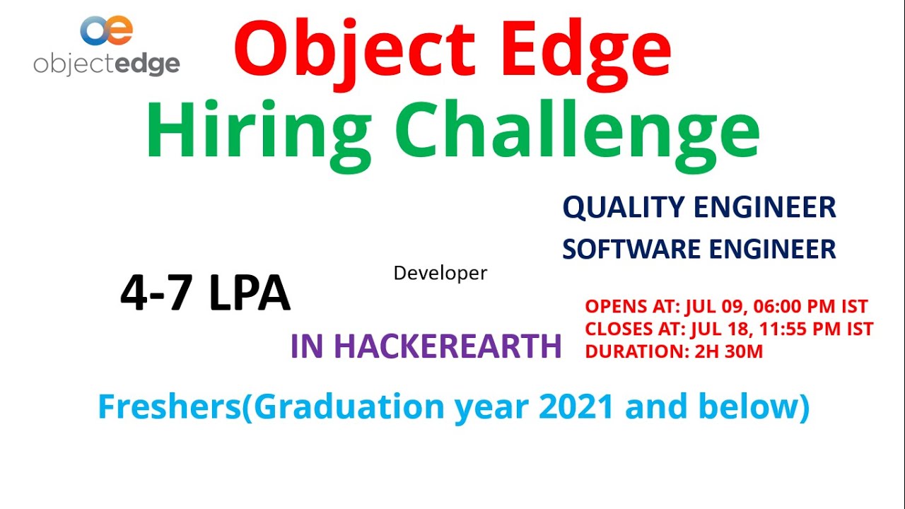 Object Edge Hiring Challenge 4 7 Lpa Developer Youtube