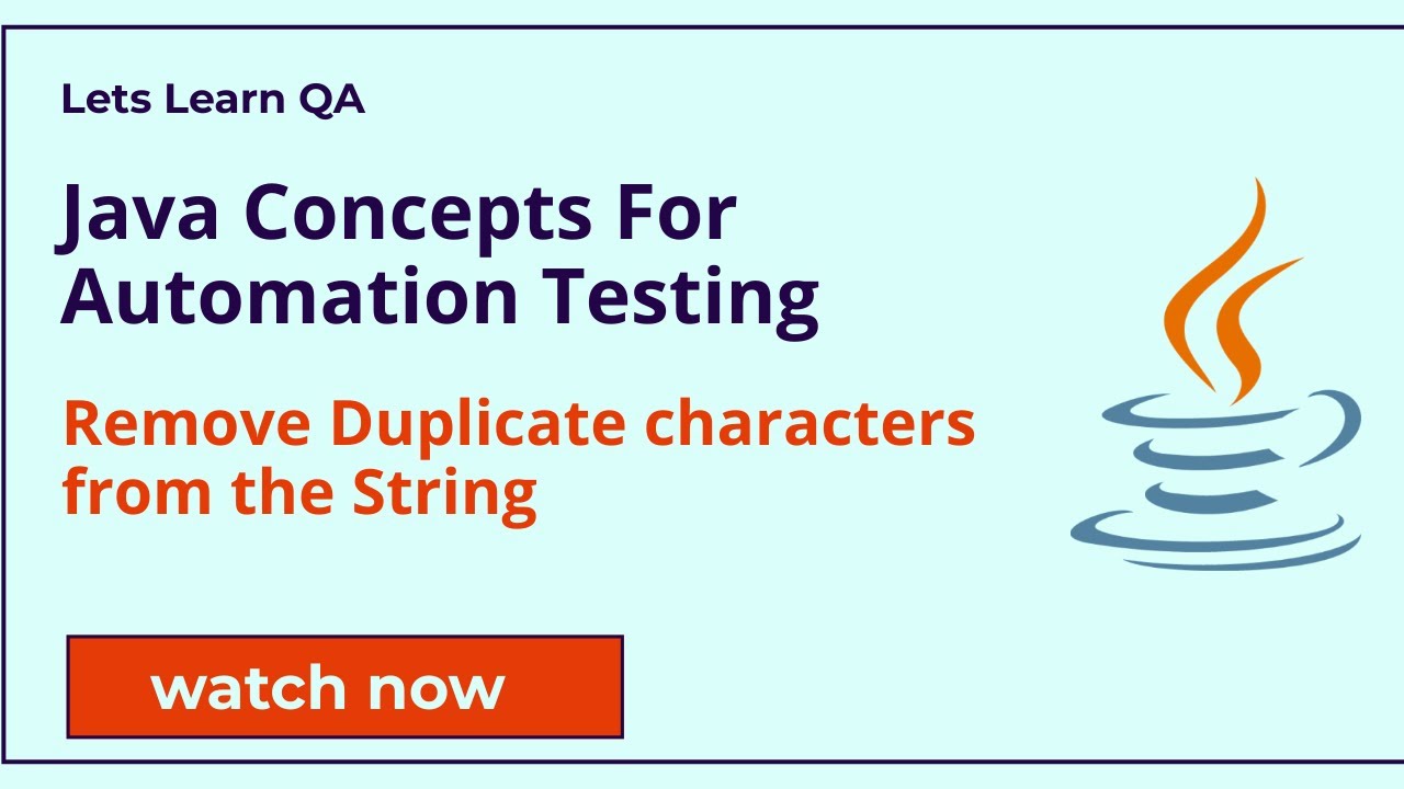 Java Program To Remove Duplicate Characters From String Youtube