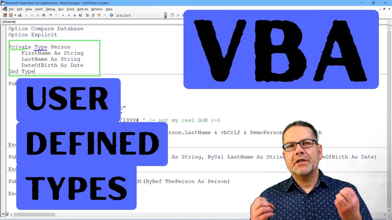 User Defined Types In Vba Youtube
