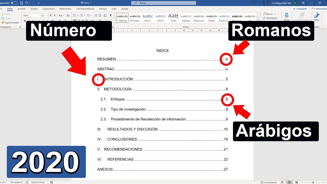 Cómo Hacer Un índice Automático Para Tesis En Word Numeración En