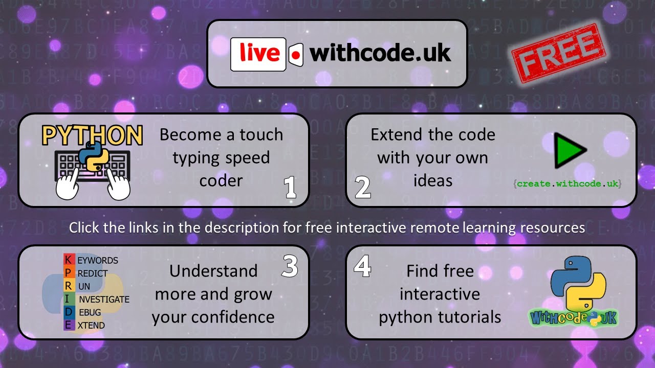 Live Withcode Uk Free Remote Learning Python Resource Guide Youtube