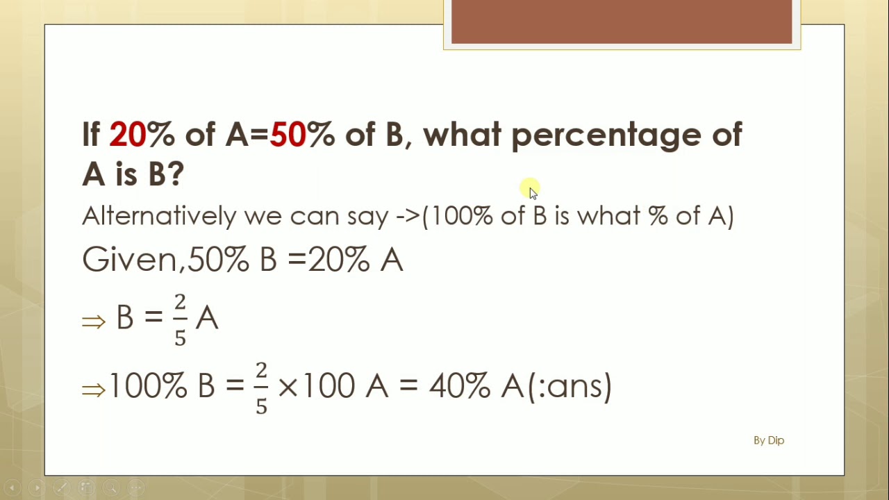 Percentage In Maths Tips Tricks Shortcuts Part 01 Youtube