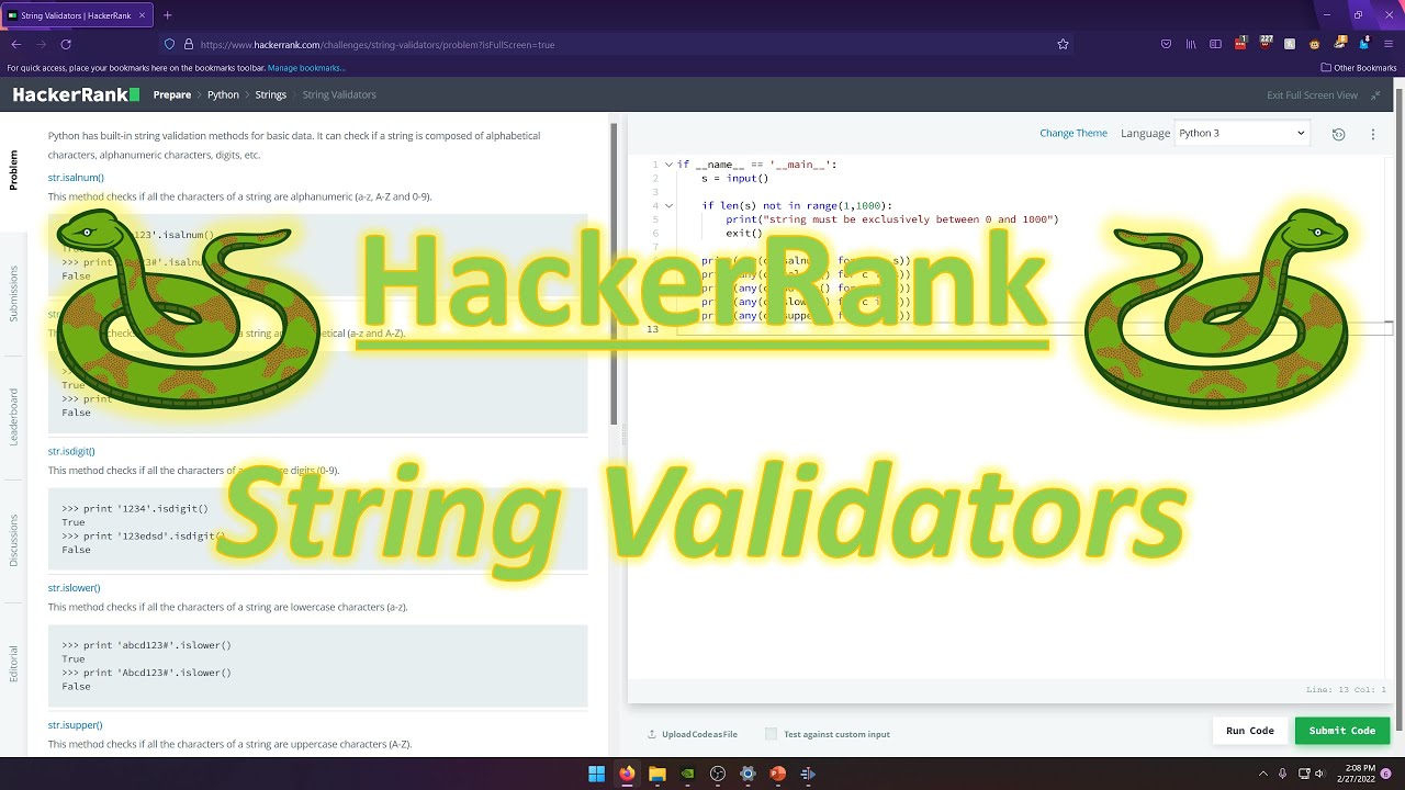Hackerrank Python String Validators Youtube