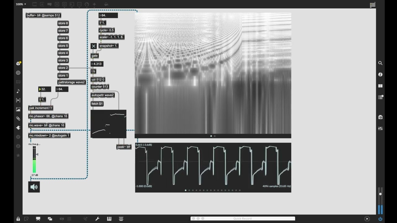 Max Msp Wavetable Oscillator Via Multislider And Peek Youtube