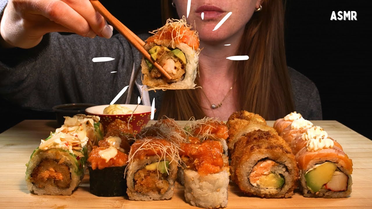 Asmr Sushi Mukbang Eating Sounds Youtube