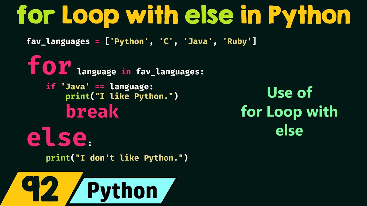 For Loop With Else In Python Youtube