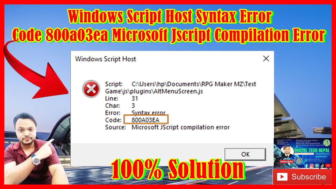 Fixed Windows Script Host Syntax Error Code 800a03ea Microsoft