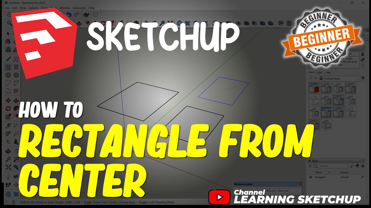 How To Draw Rectangle From Center In Sketchup Youtube