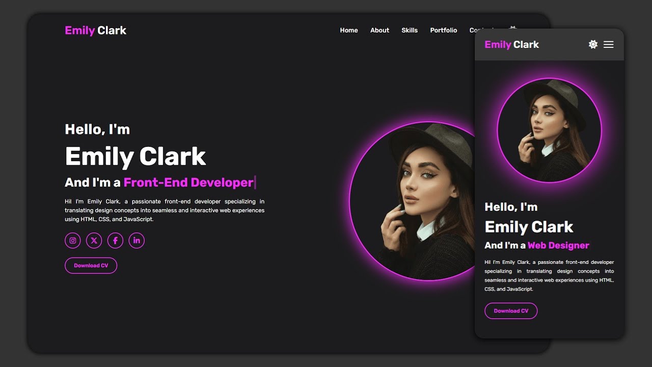Responsive Personal Portfolio Website With Dark Light Mode Html Scss