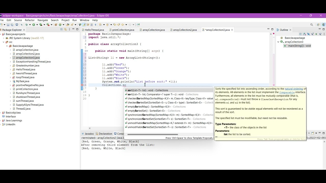A Java Program To Sort A Given Arraylist Java Youtube