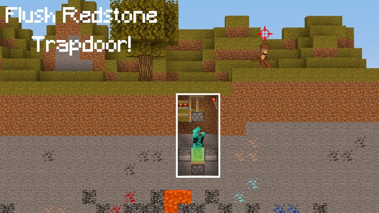 Hidden Trapdoor Tutorial Flush Piston Trapdoor Minecraft Youtube