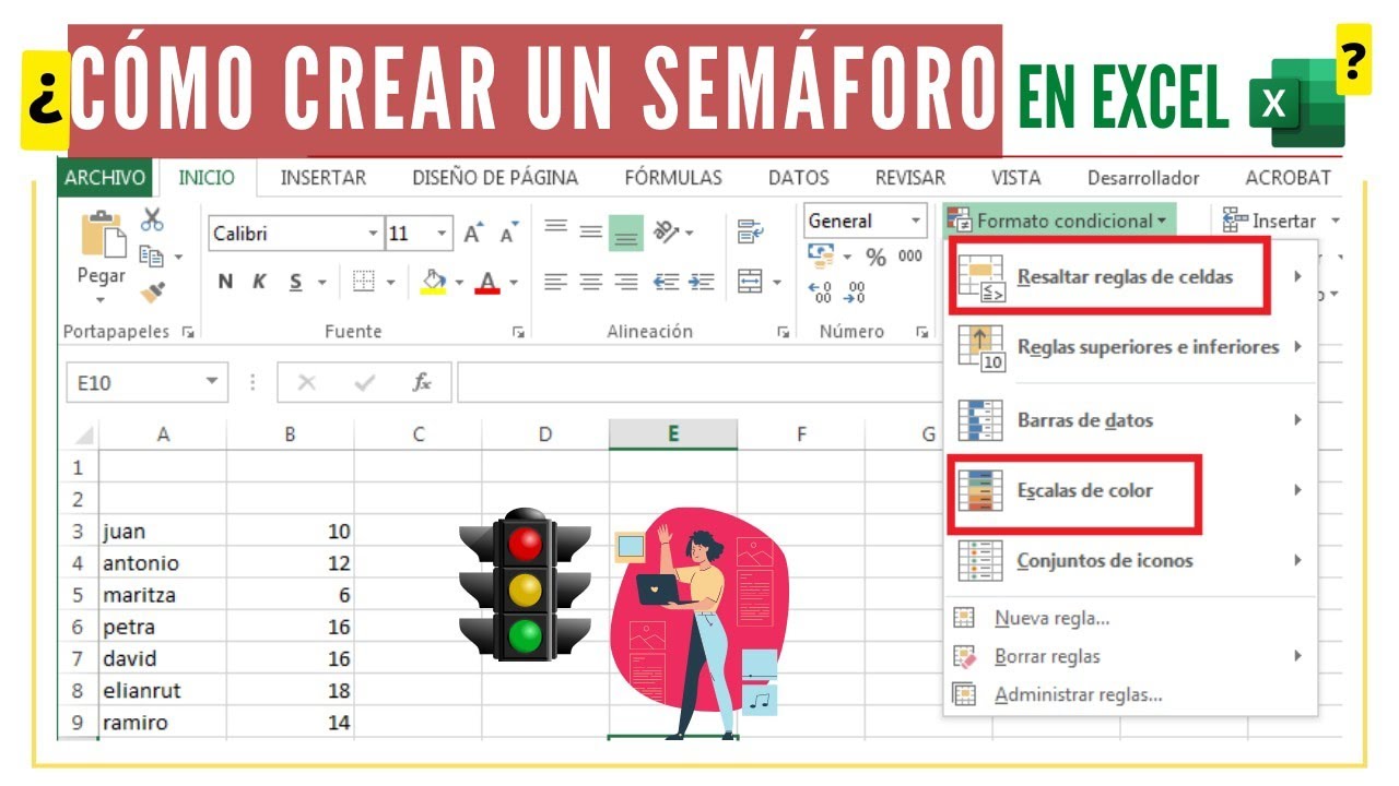 Como Crear Un Semaforo En Excel Funciones Si Y Youtube