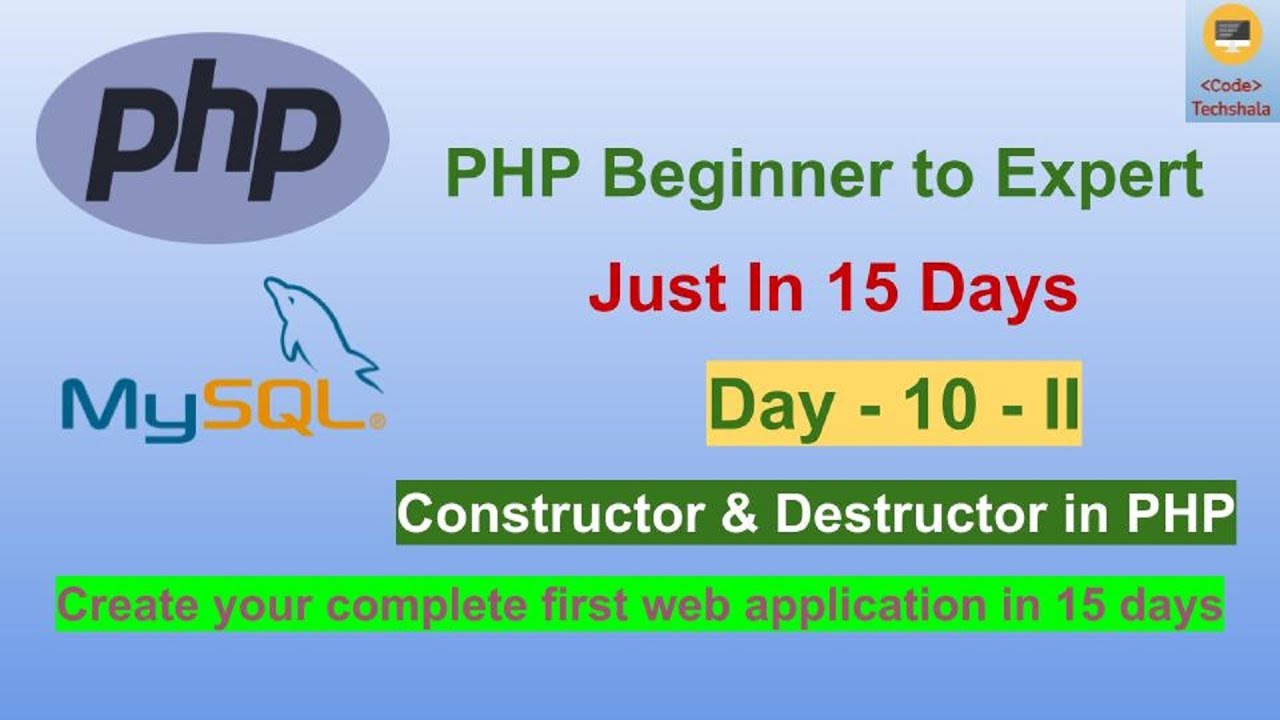 Constructor Destructor In Php Hindi Youtube