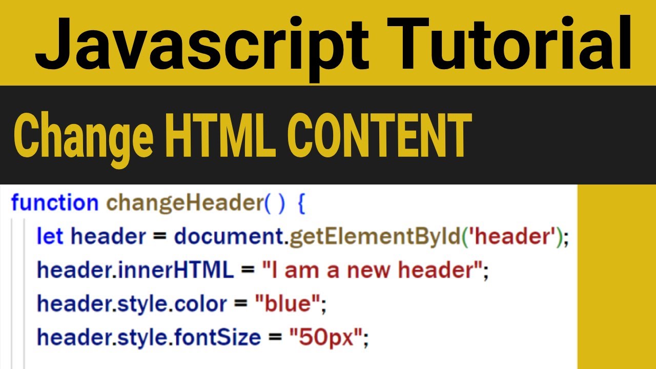 How To Change Html Content With Javascript Youtube
