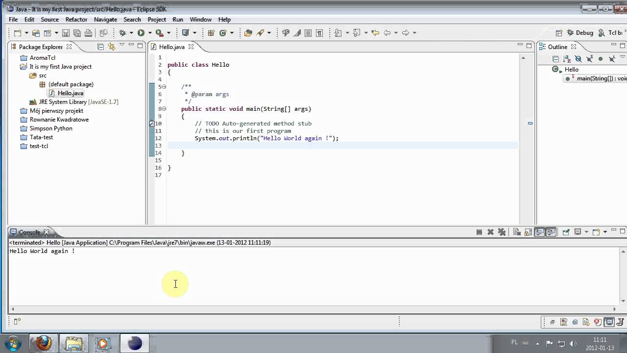 Java Tutorial Eclipse Eclipse Java Hello World Introduction Tutorial