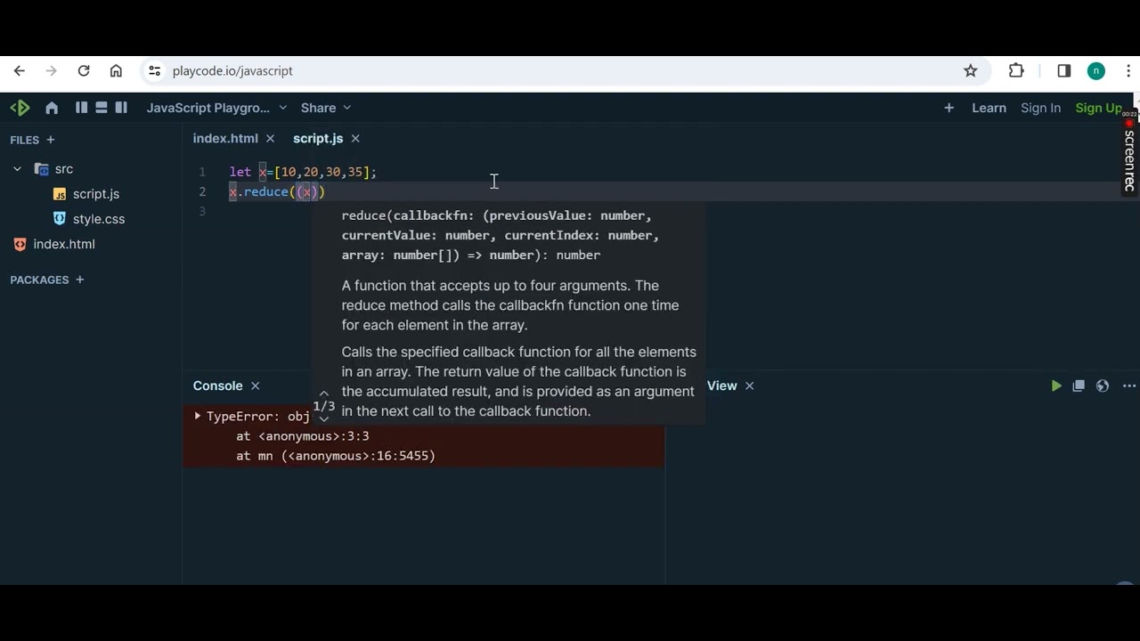 Reduce In Javascript Youtube