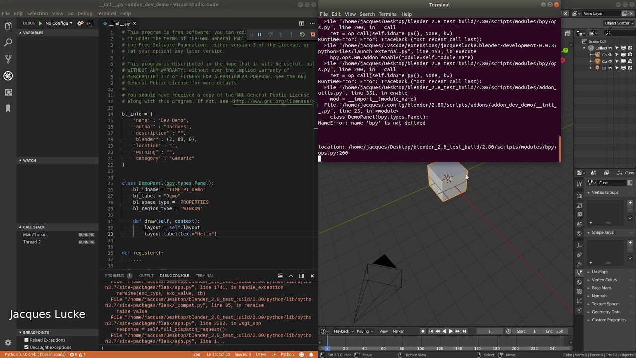 Visual Studio Code Extension For Blender Development Wip Youtube