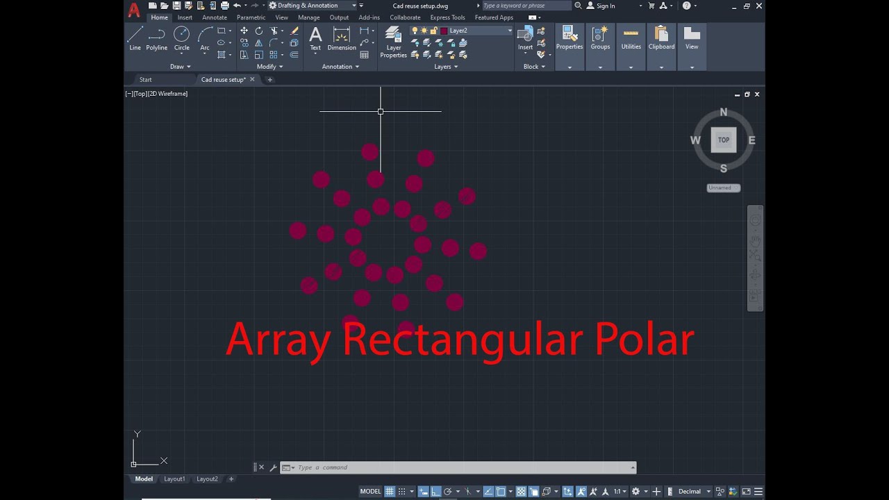 How To Use Array Rectangular Polar Command Youtube