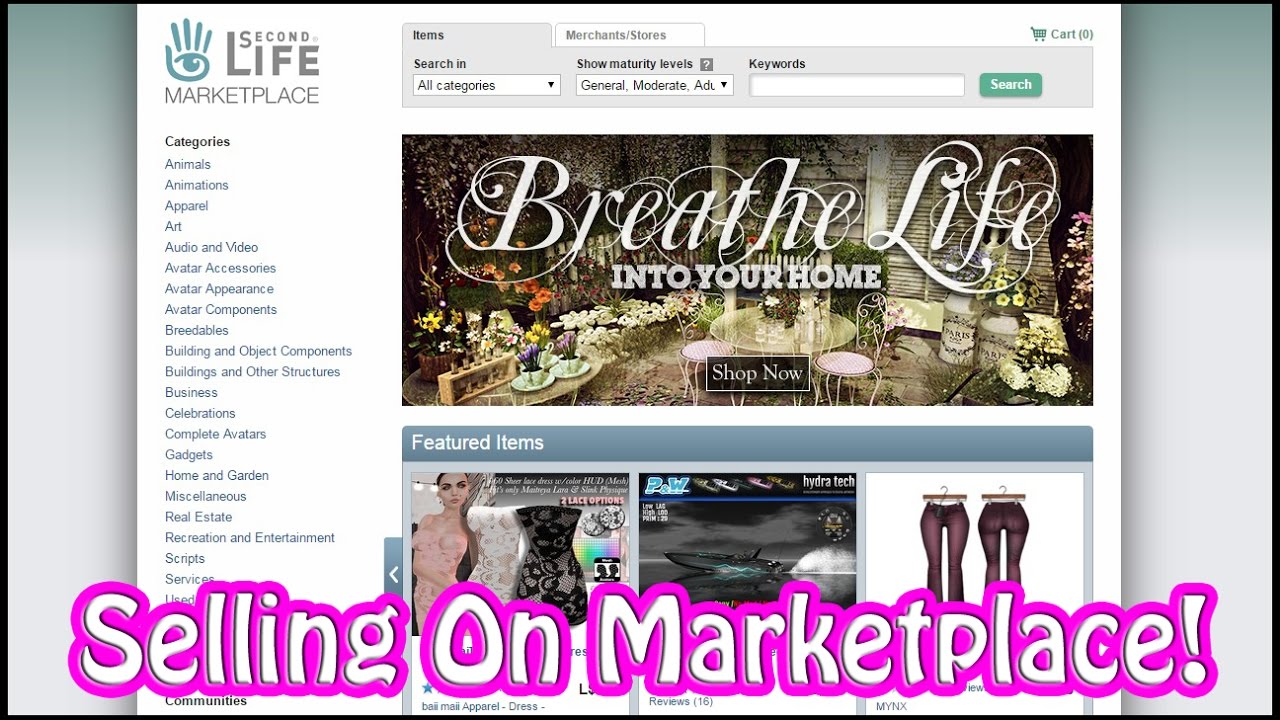 Learning How To Sell On Second Life S Marketplace Youtube