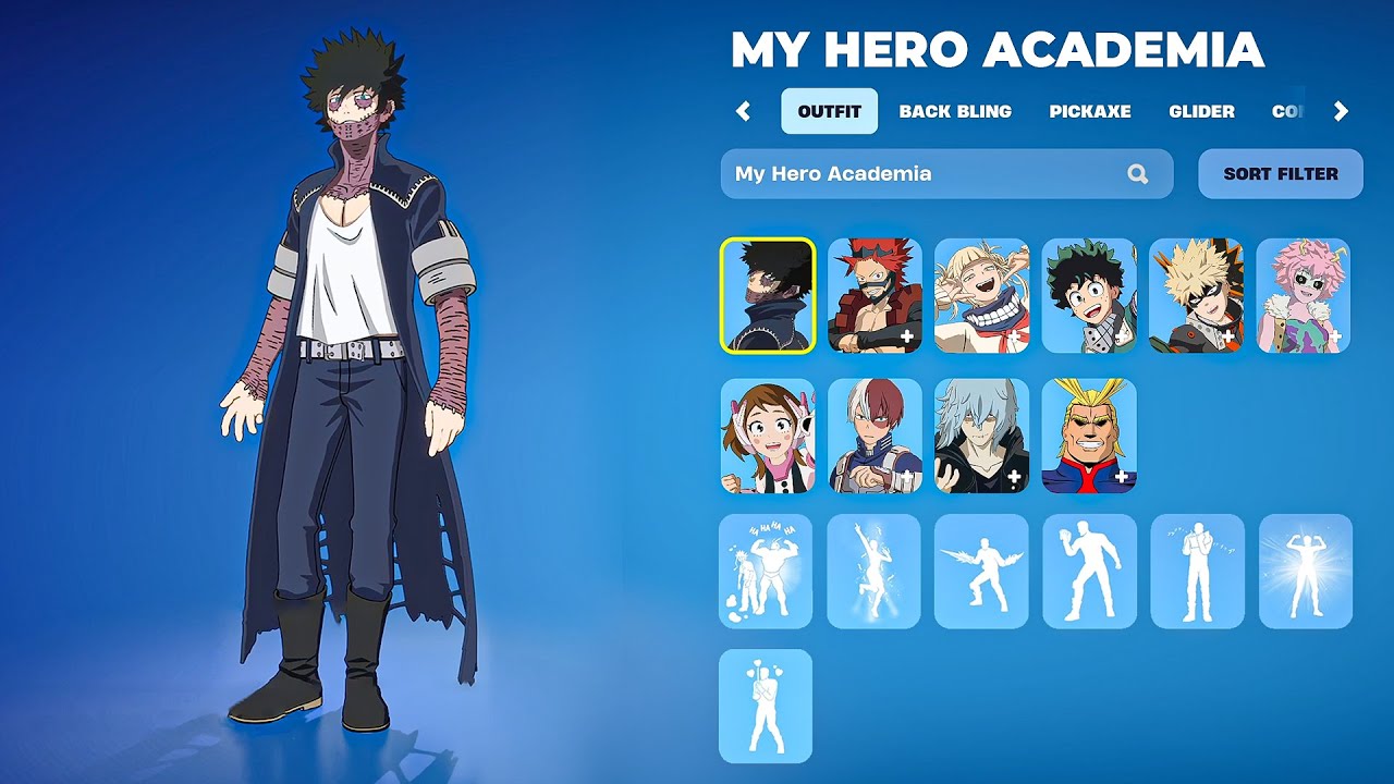 All Fortnite X My Hero Academia Skins Emotes Youtube