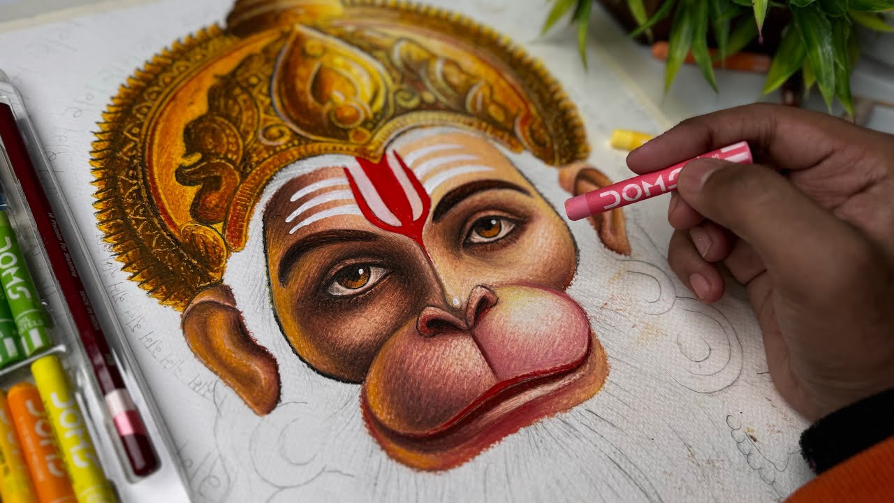 Hanuman Ji Drawing Lord Hanuman Drawing Oil Pastel Drawing Youtube