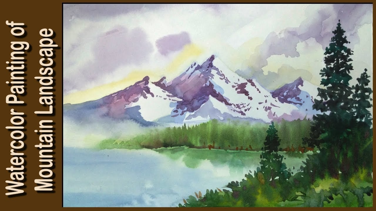 Watercolor Painting Landscape Mountains