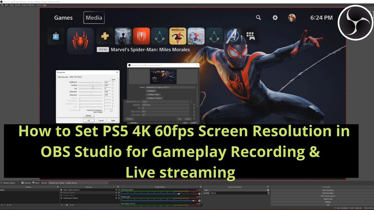 How To Set Ps5 4k 60fps Screen Resolution In Obs Studio Youtube