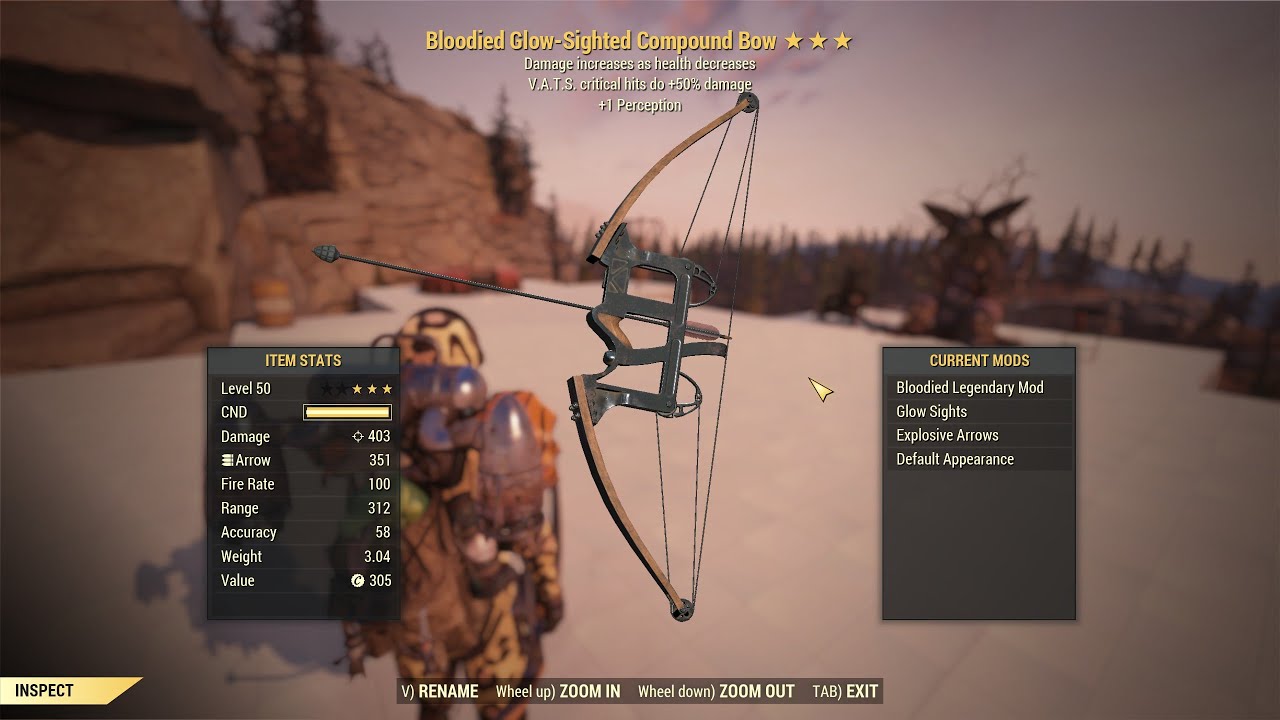 Fallout 76 Bloodied Compound Bow Youtube
