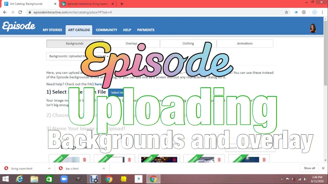 Uploading Backgrounds And Overlay Episode Interactive Youtube