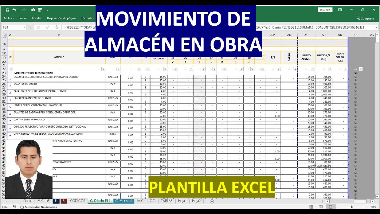 Movimiento De Almacén En Obra Plantilla Excel Profesional Youtube