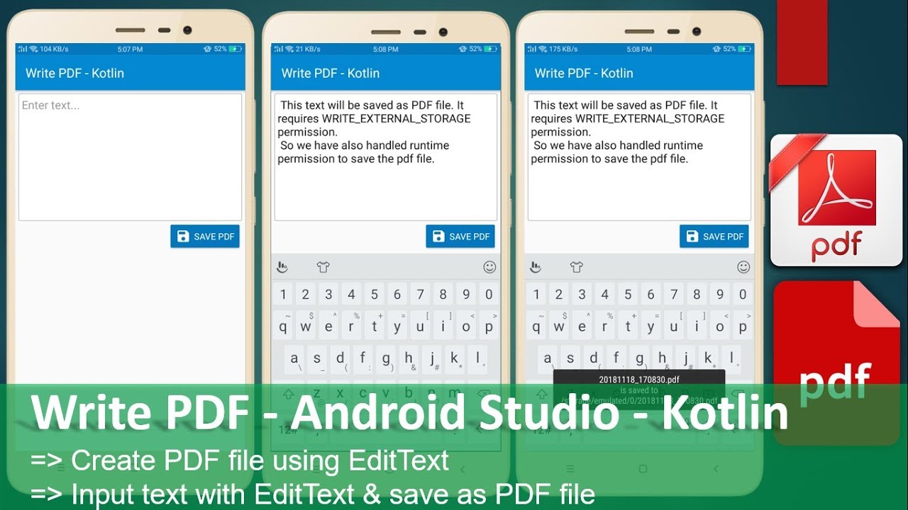 Write Pdf Android Studio Kotlin Youtube
