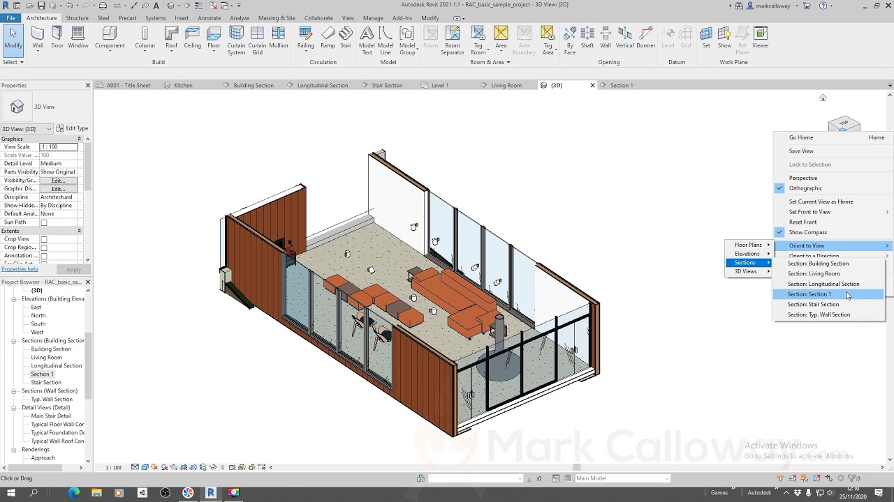 Building Revit 3d Section