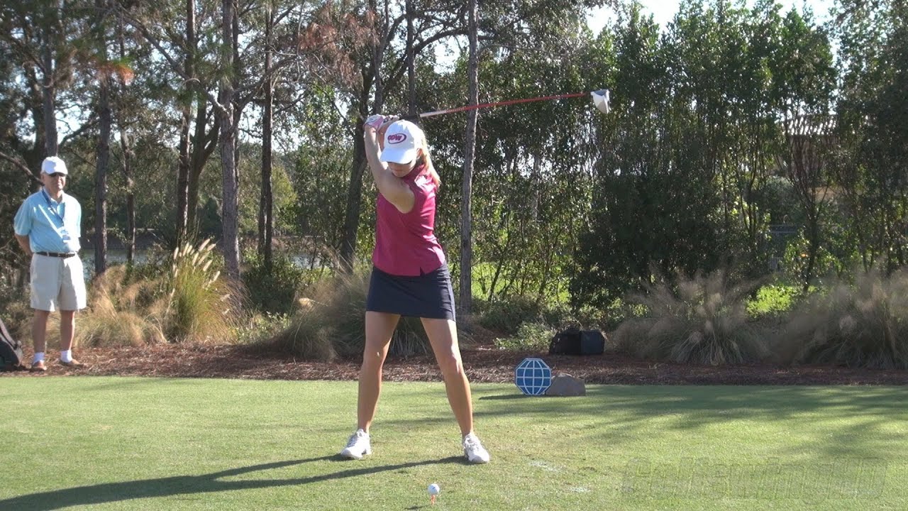 Paula Creamer Straight Face On Driver Golf Swing Late 2013 Reg