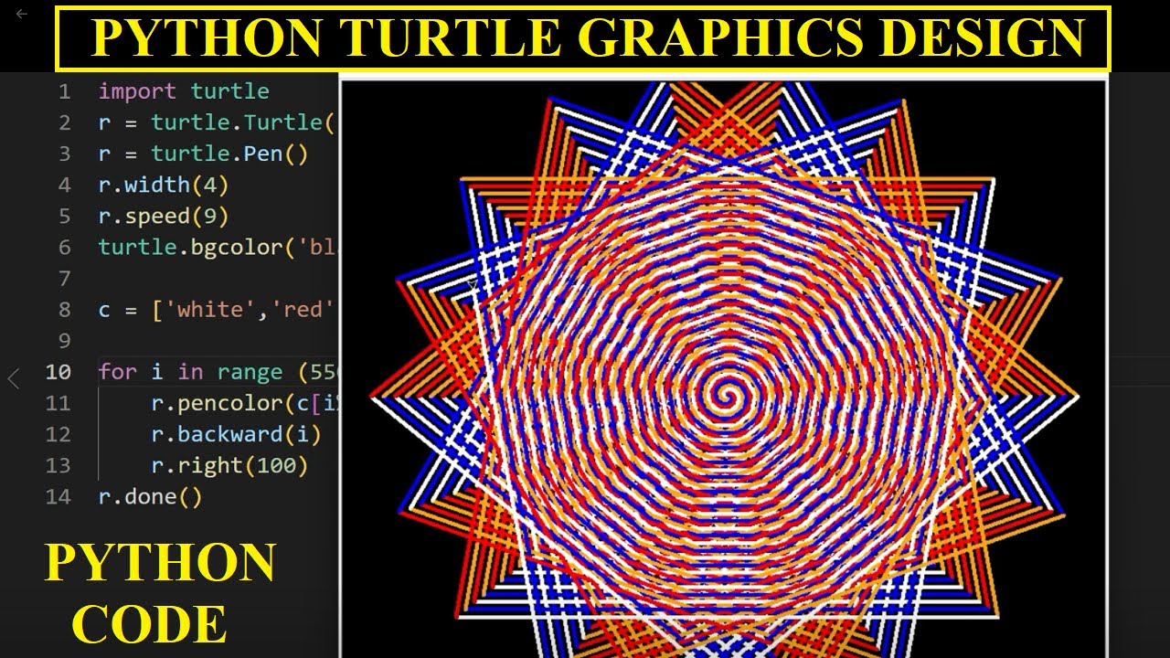 Python Turtle Graphics Star Spiral Design 0 7 Xray Pixy Youtube
