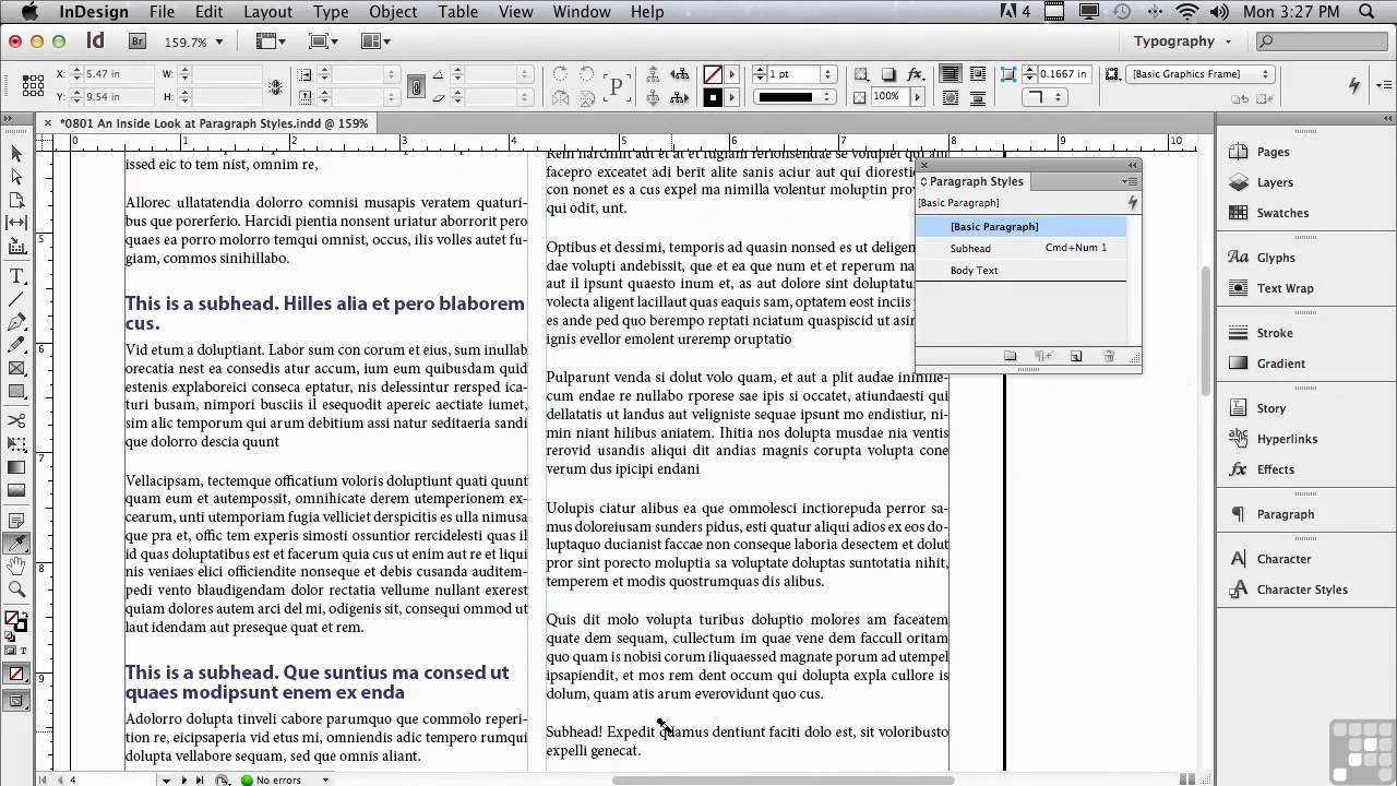 Adobe Indesign Cs6 Tutorials Paragraph Styles Infiniteskills Youtube