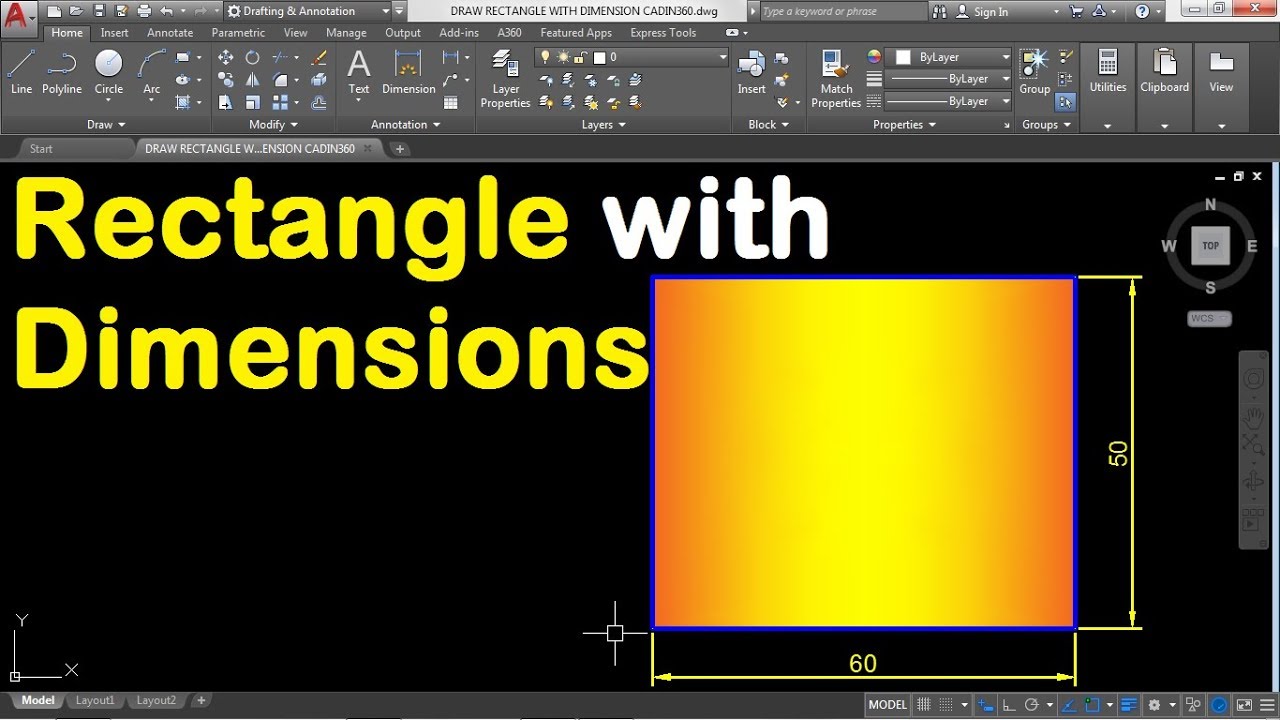 How To Draw Rectangle With Dimensions In Autocad At Madison Tietkens Blog